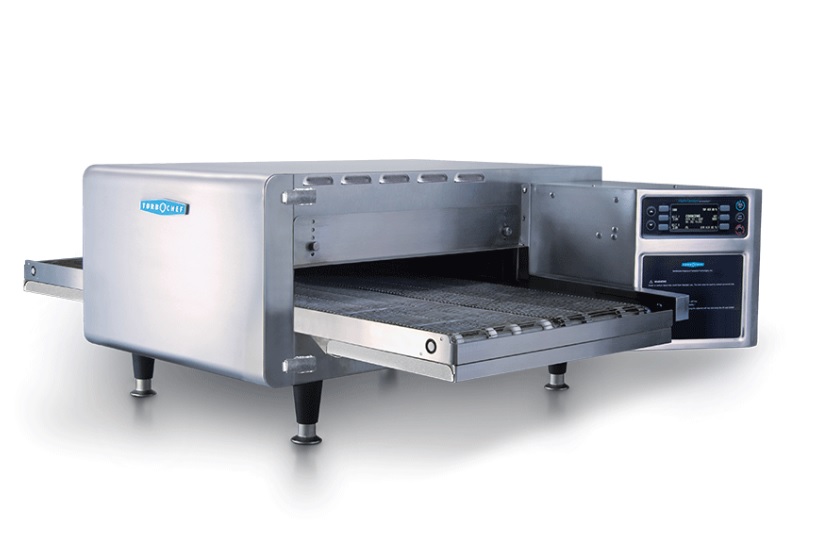 Turbochef ventless high speed conveyor and air only 50/50 split belt